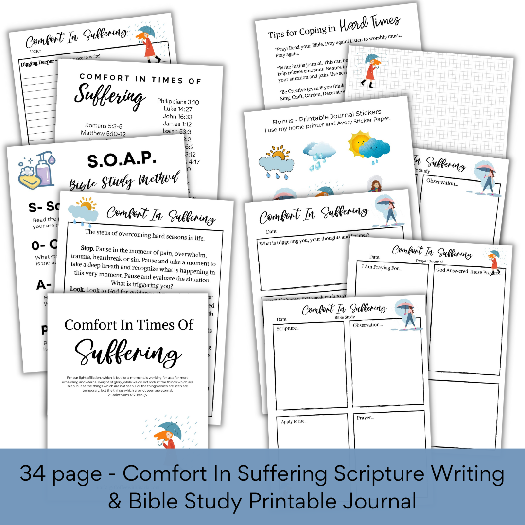 Comfort In Suffering Scripture Writing & Bible Study Journal Printable